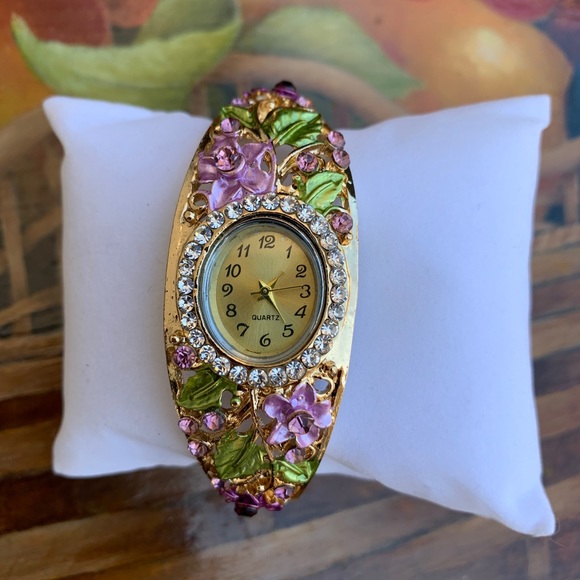 Accessories | Multi Color Flower Pattern Bangle Watch | Poshmark